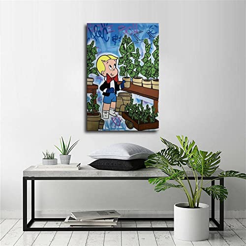 ALEC-Monopolys Graffiti Money Tree Canvas Art Poster and Wall Art Picture Print Modern Family Bedroom Decor Posters 12x18inch(30x45cm)