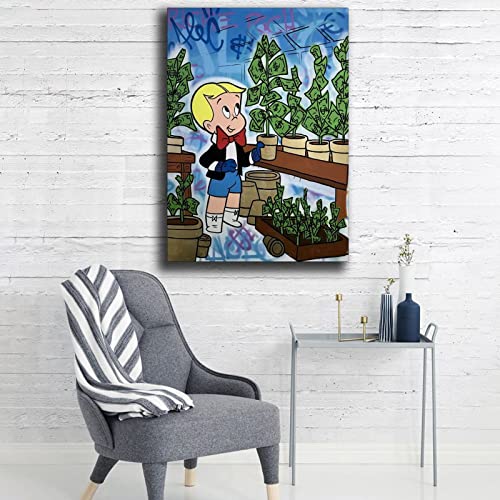 ALEC-Monopolys Graffiti Money Tree Canvas Art Poster and Wall Art Picture Print Modern Family Bedroom Decor Posters 12x18inch(30x45cm)
