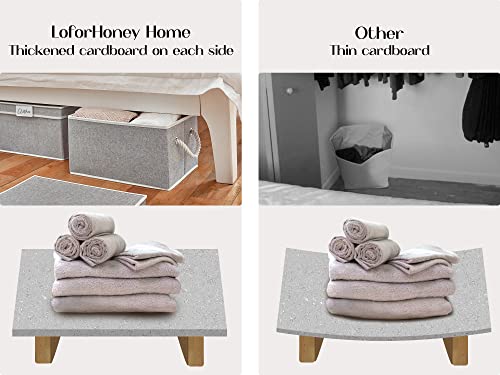 LoforHoney Home Fabric Storage Bins with Lids for Organizing, Foldable Storage Boxes with Lids for Shelves, Clothes Baskets with Cotton Rope Handles, Closet Storage Bins, Large, Light Gray, 2-Pack