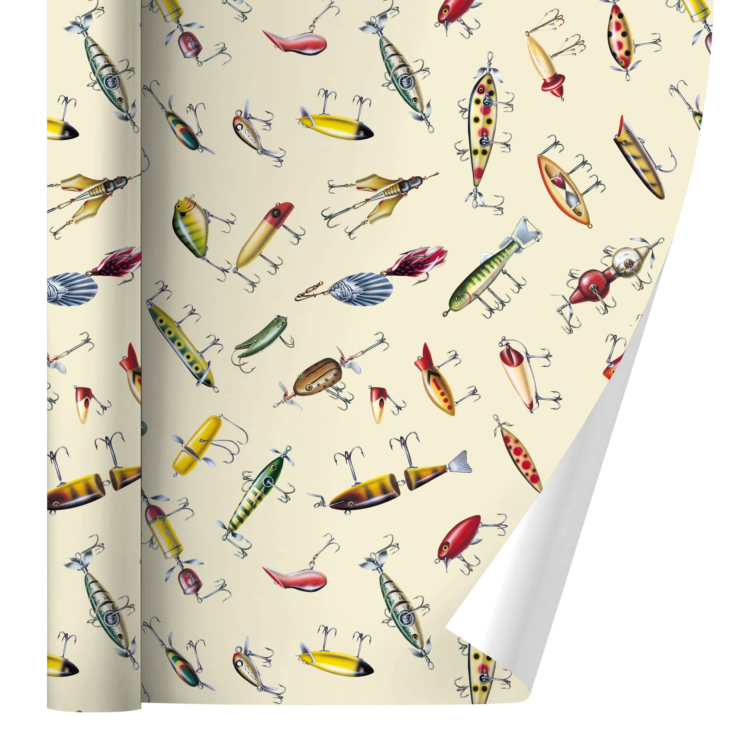 GRAPHICS & MORE Antique Fishing Fish Lures Gift Wrap Wrapping Paper Rolls