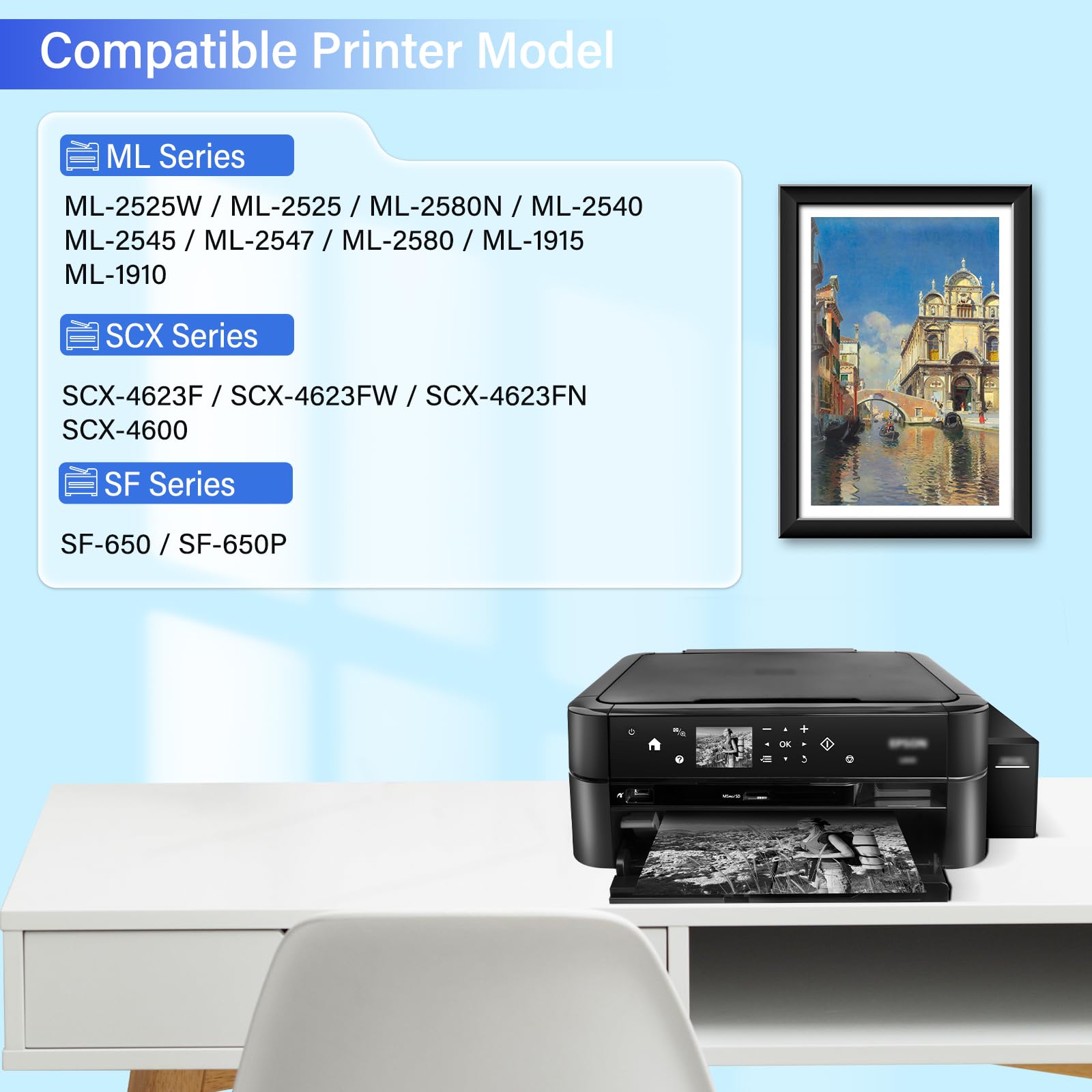 SuperInk Compatible Toner Cartridge Replacement for Samsung 105 MLT-D105L 105L MLTD105L Use with ML-2525 ML-2525W ML-2545 ML-1915 SCX-4623F SCX-4623FN SF-650 Printer (Black, 1 Pack)