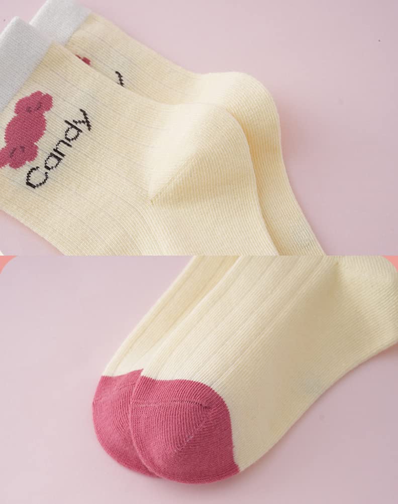 Toptim Kids Girls' Crew Socks Cute Casual Dress Cotton Socks (6-9 Years, 10 Pairs)