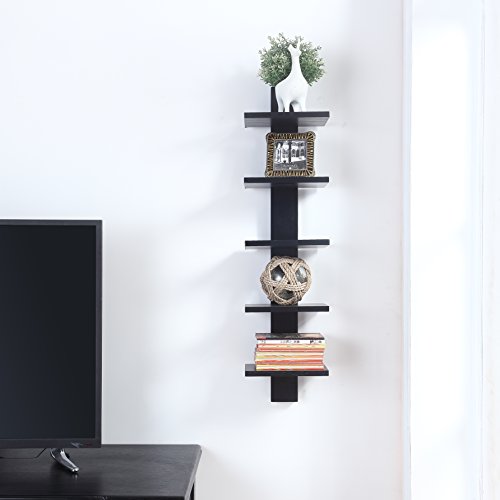 Proman Products WM36565 Spine Wall Shelf, 9.5" W x 8.75" D x 37.75" H, Black