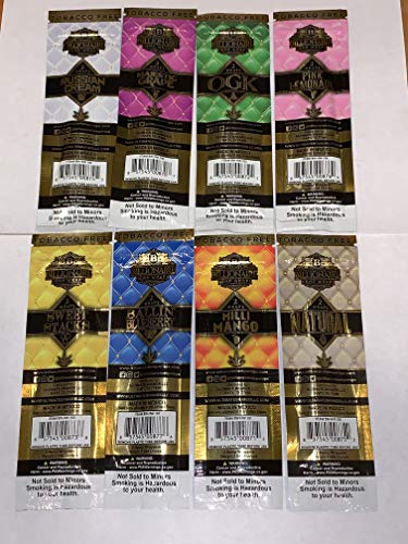 Billionaire Hemp Wraps Variety Pack (16 Wraps) 8 Packs one Each Flavor; OGK Natural Ballin' Blueberry Milli Mango Majestic Grape Sweet Stacks Pink Lemonade Russian Cream