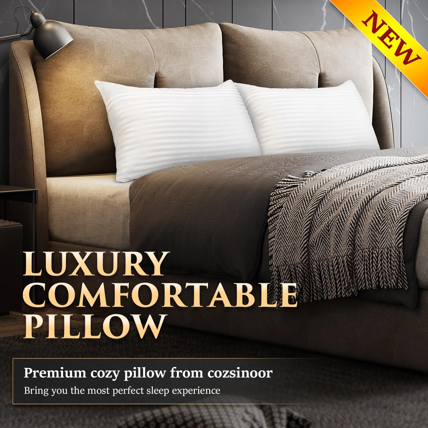 COZSINOOR Bed Pillows for Sleeping [Pack of 2] Cozy Dream Series Hotel Quality Pillows Premium Plush Fiber, Breathable Cooling Cover Skin-Friendly (Queen (Pack of 2))
