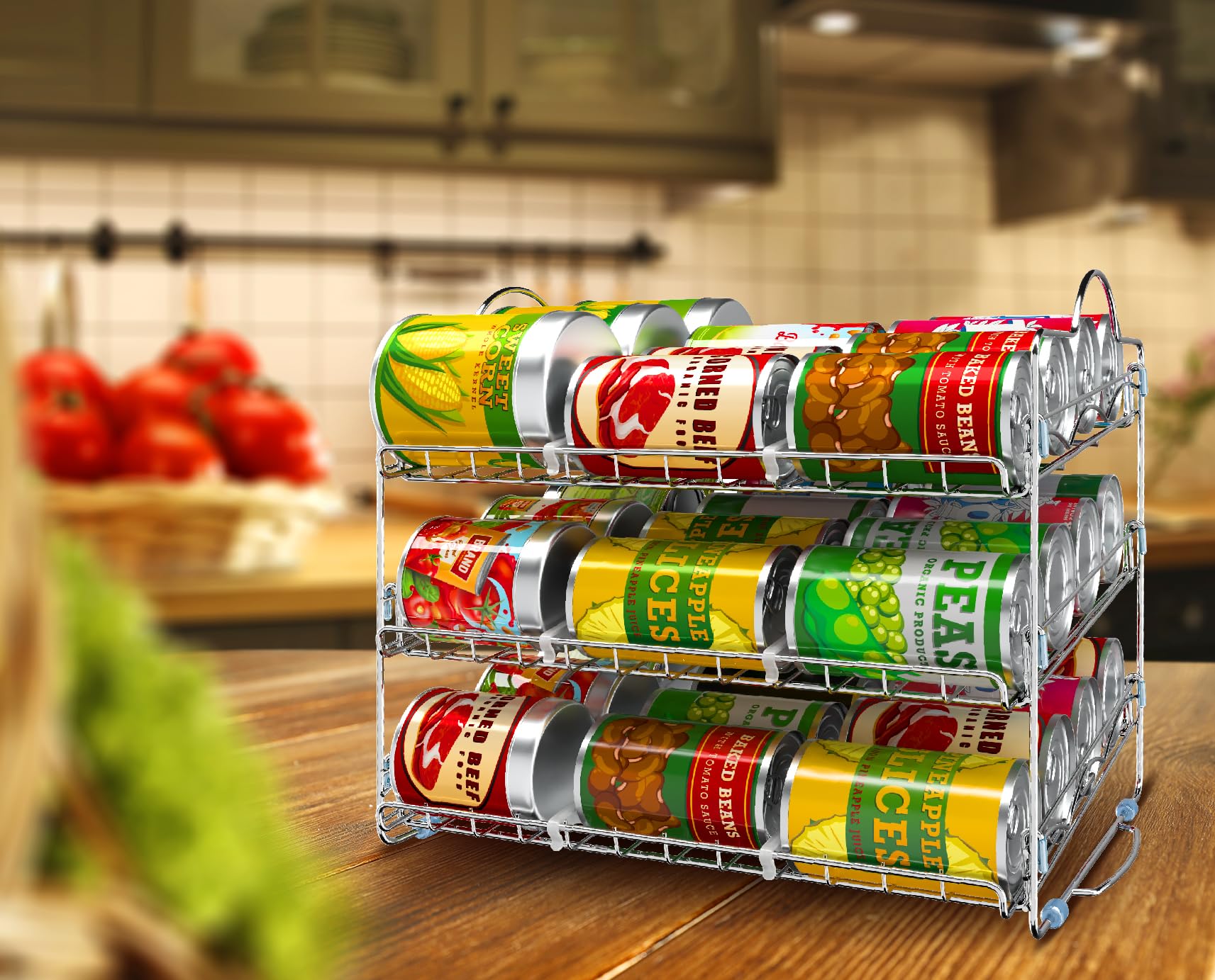 Utopia Kitchen Storage Can Rack Organizer, Stackable Can Organizer Holds Upto 36 Cans for Kitchen Cabinet or Pantry (Chrome)