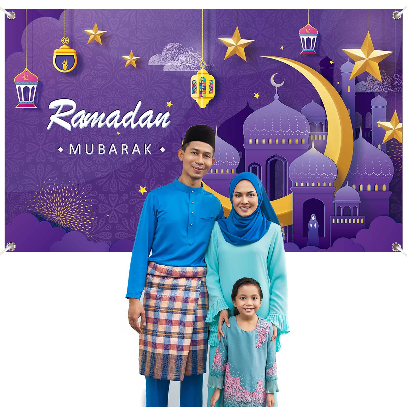 Ramadan Mubarak Decorations Ramadan Banner Eid Backdrop Background for Eid Al-fitr Party Decorations Supplies
