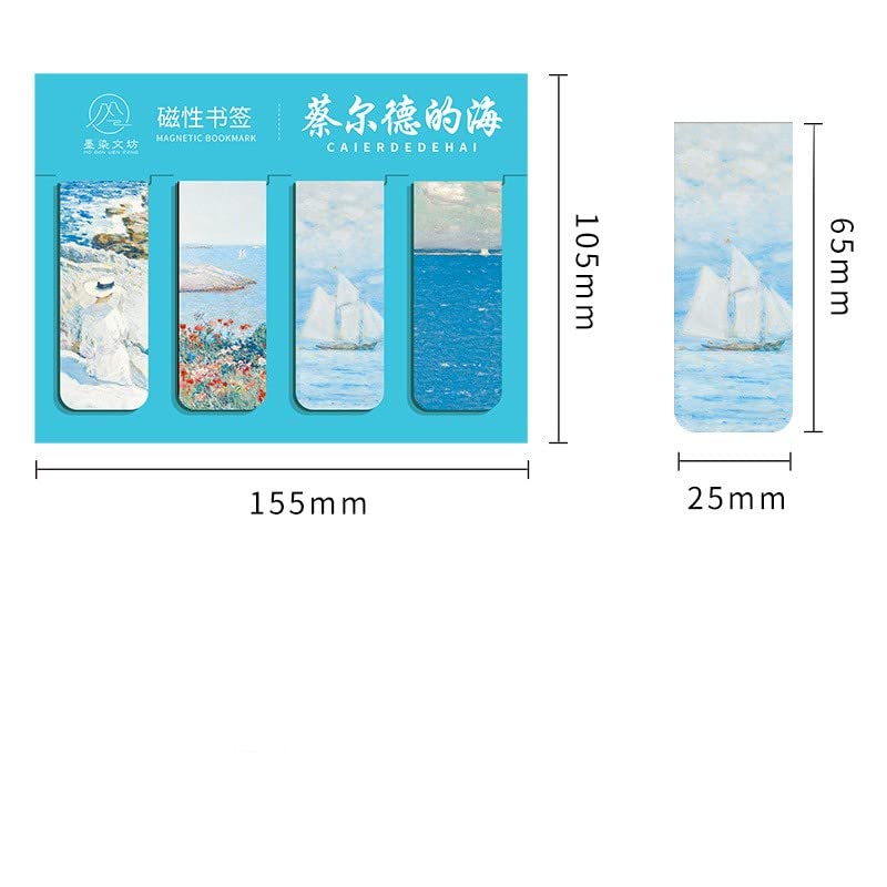 LANADO 4pcs/Set Paintings Magnet Bookmark Retro Starry Sky Reading Book Mark Stationery Material School Office Supply