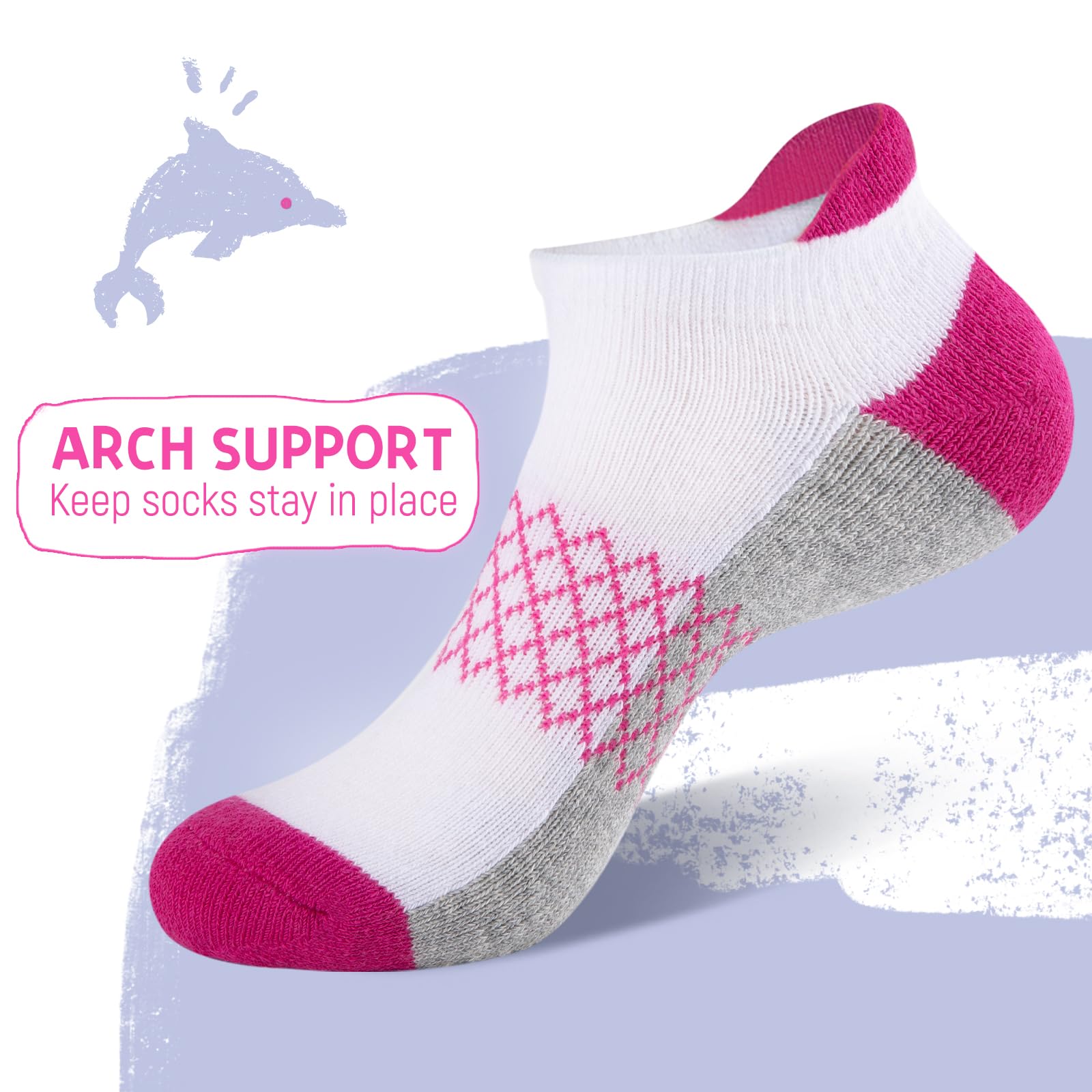 Comfoex 12 Pairs Girls Socks Ankle Athletic Socks 4-6 8-10 6-8 Years Old Socks Short Socks With Cushioned Sole
