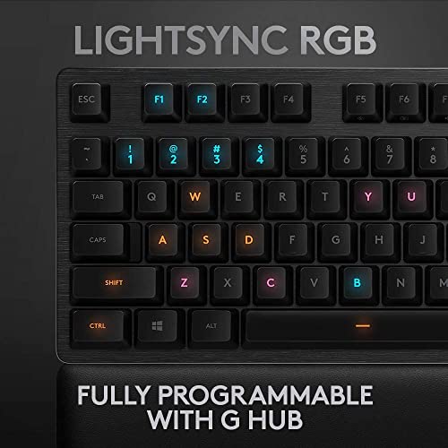 Logitech G513 Carbon RGB Backlit wIRED Mechanical Gaming Keyboard with GX Blue Clicky Key Switches LIGHTSYNC Technology Memory Foam Comfort (Carbon) (Renewed)