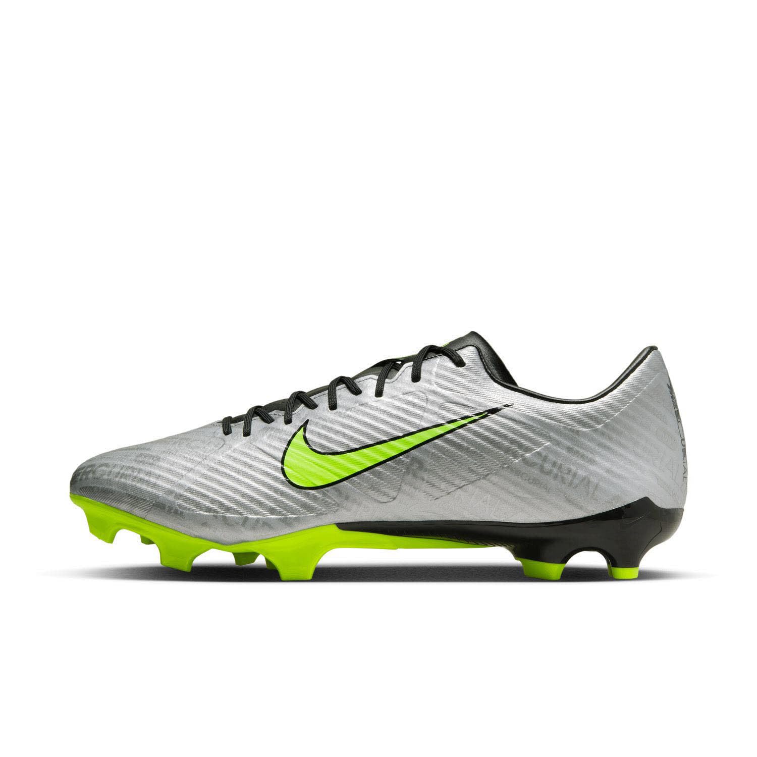 Nike Zoom Vapor 15 Academy XXV FG/MG FB8399 Mens Football Boots (UK 10 US 11 EU 45, Metallic Silver Volt Black 060)