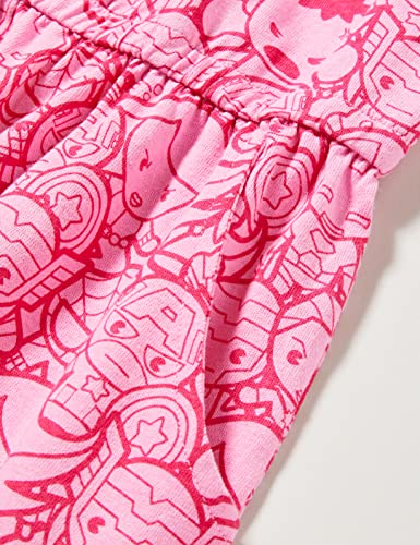 Amazon Essentials Disney Star Wars | Frozen | Princess Girls' Knit Short-Sleeve Cinch-Waist Dresses (Previously Spotted Zebra), Pack of 2, Pink Marvel, Small