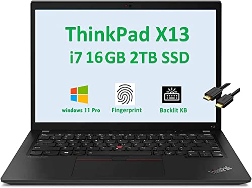 Lenovo ThinkPad X13 Gen 2 13.3" WUXGA (Intel 4-core i7-1165G7, 16GB RAM, 2TB PCIe SSD) IPS Business Laptop, Backlit Keyboard, Thunderbolt 4, Fingerprint, WiFi 6E, IST Cable, Webcam, Win 11 Pro