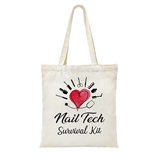 ZHANTUONE Canvas Tote Bag Gift,Nail Tech Survival Kit,Nail Technician Gifts,For Women Manicurist Gift,Nail Graduation Gift, Funny Birthday Gifts,For Nail Tech Multipurpose Canvas Tote Bag Gift