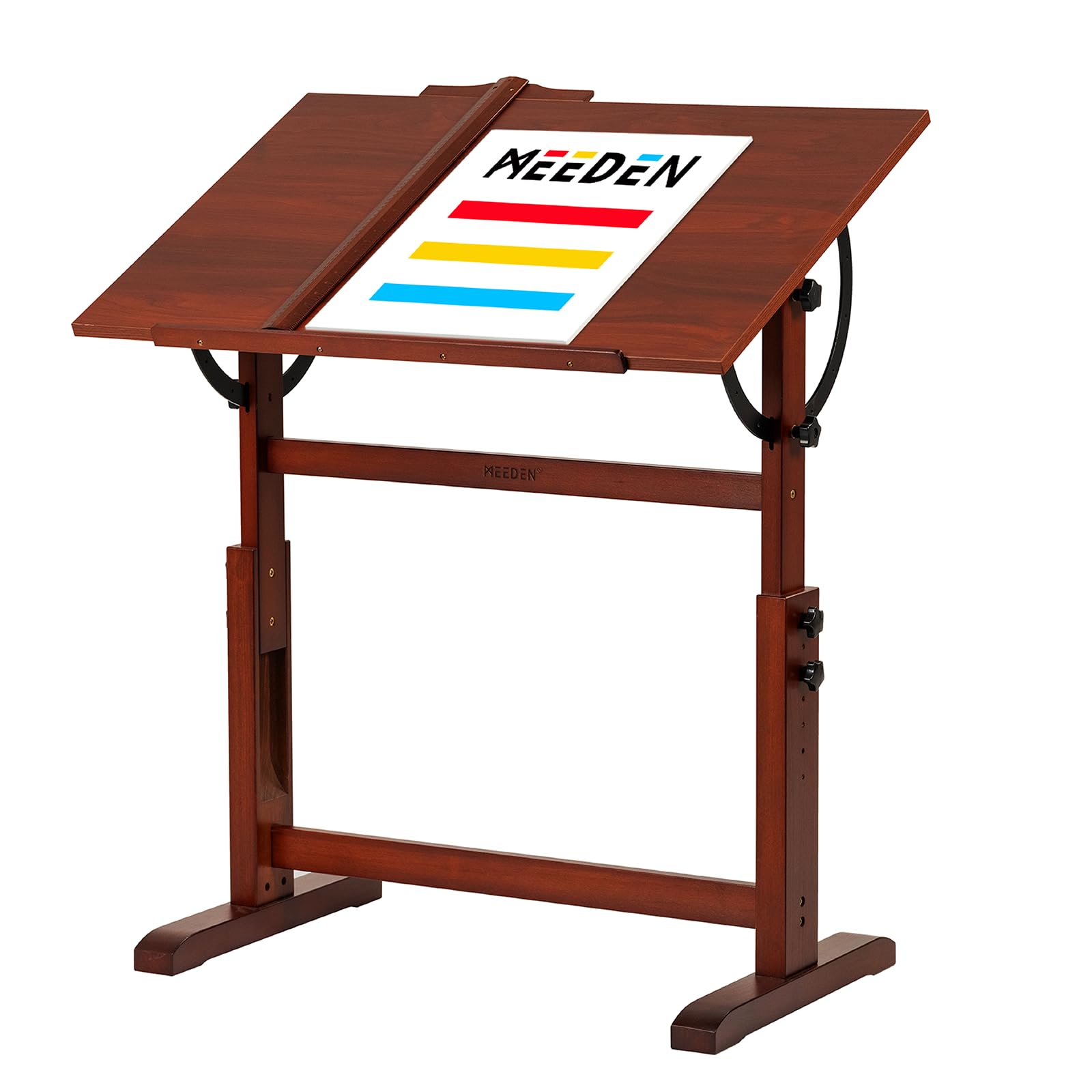 MEEDEN Wood Drafting Table,Artist Drawing Table with Height Adjustable & Tilting Large Surface Tabletop,Studio Painting Table,Art Craft Desk for Writing,Reading,Working Desk,Walnut Color