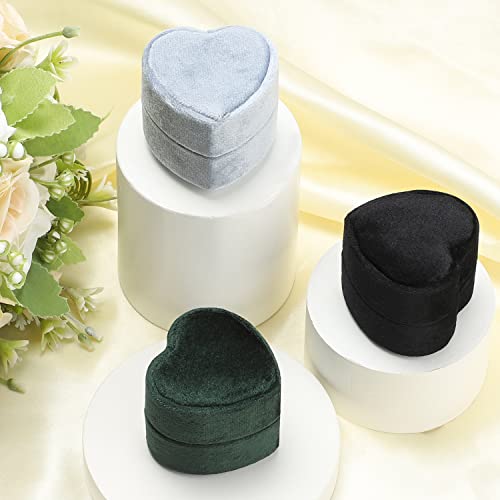WantGor Velvet Ring Box, Double Jewelry Ring Gift Box Vintage Ring Display Holder Engagement Wedding Box with Detachable Lid (Green)