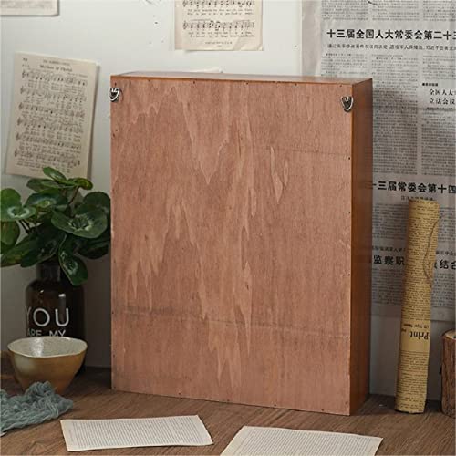 Gdrasuya10 Wooden Floating Shelves, Rustic Shadow Box Display Shelf with 9-Slot Retro Display Storage Rack Shelf with 2 Drawers for Kitchen Bedroom
