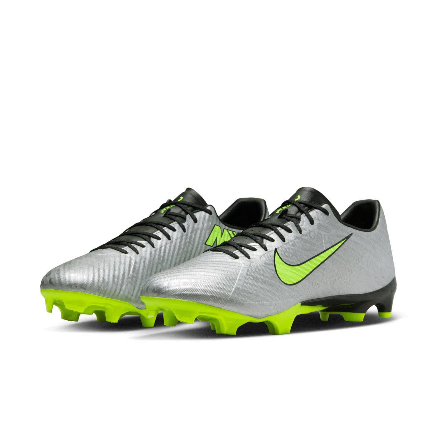 Nike Zoom Vapor 15 Academy XXV FG/MG FB8399 Mens Football Boots (UK 10 US 11 EU 45, Metallic Silver Volt Black 060)