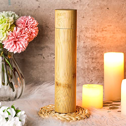 Yalikop 8Pcs(4pc mini urns & 4pc black drawstring bags)Bamboo Scattering Cremation Small Urns for Ashes Funeral Urn Tube Mini Keepsake Human Caskets Spreading & Black Drawstring Bag PET Ashes,9x2Inch