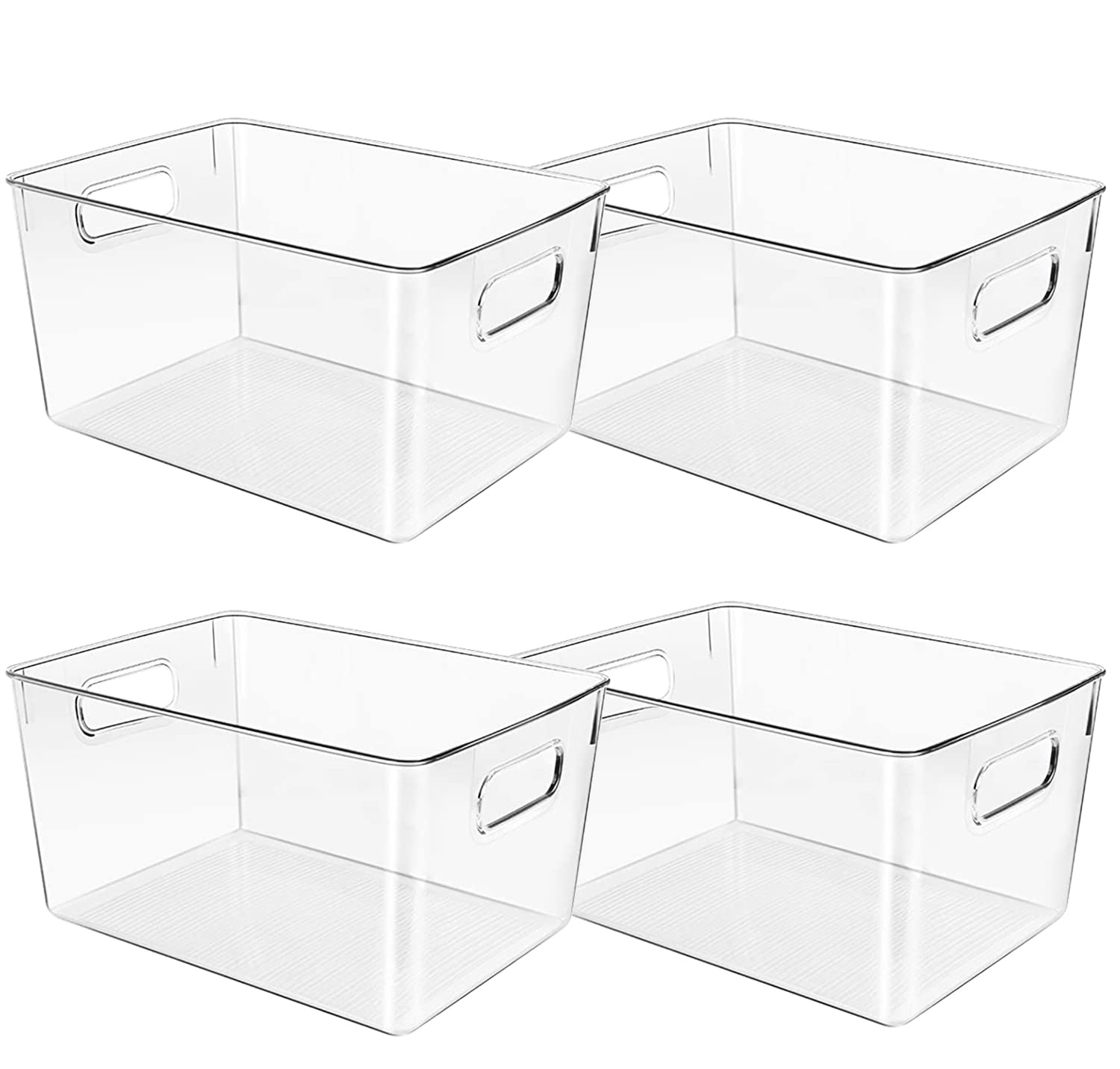 Clear Plastic Storage Bins, Perfect for Kitchen Organization or Pantry Organization and Storage, Fridge Organizer Plastic Bins, Pantry Organization and Storage Bins, Cabinet Organizers
