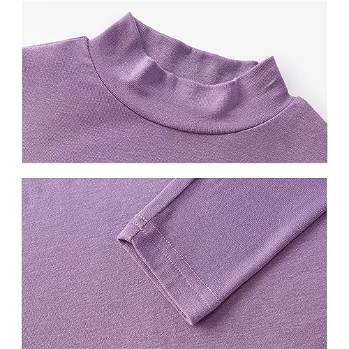 Toddler Girl Solid Color Turtleneck T Shirt Long Sleeve Base Shirt Inside for 1 to 8 Years Old Tops (Purple, 6-7 Years)
