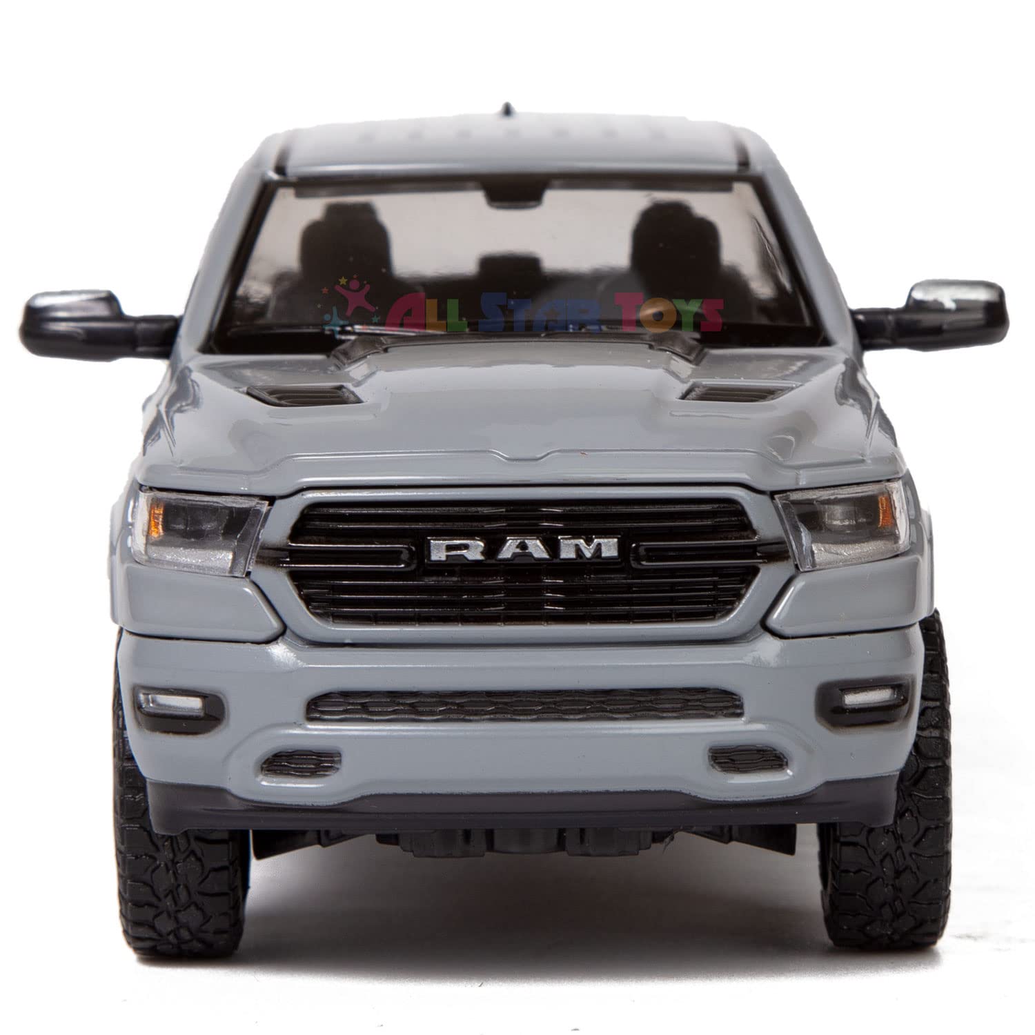 All Star Toys Exclusive 2019 Dodge RAM 1500 Laramie Crew Cab Pickup Truck Ceramic Gray 1:24 Series Diecast Model Car by Motormax 79357 Grey