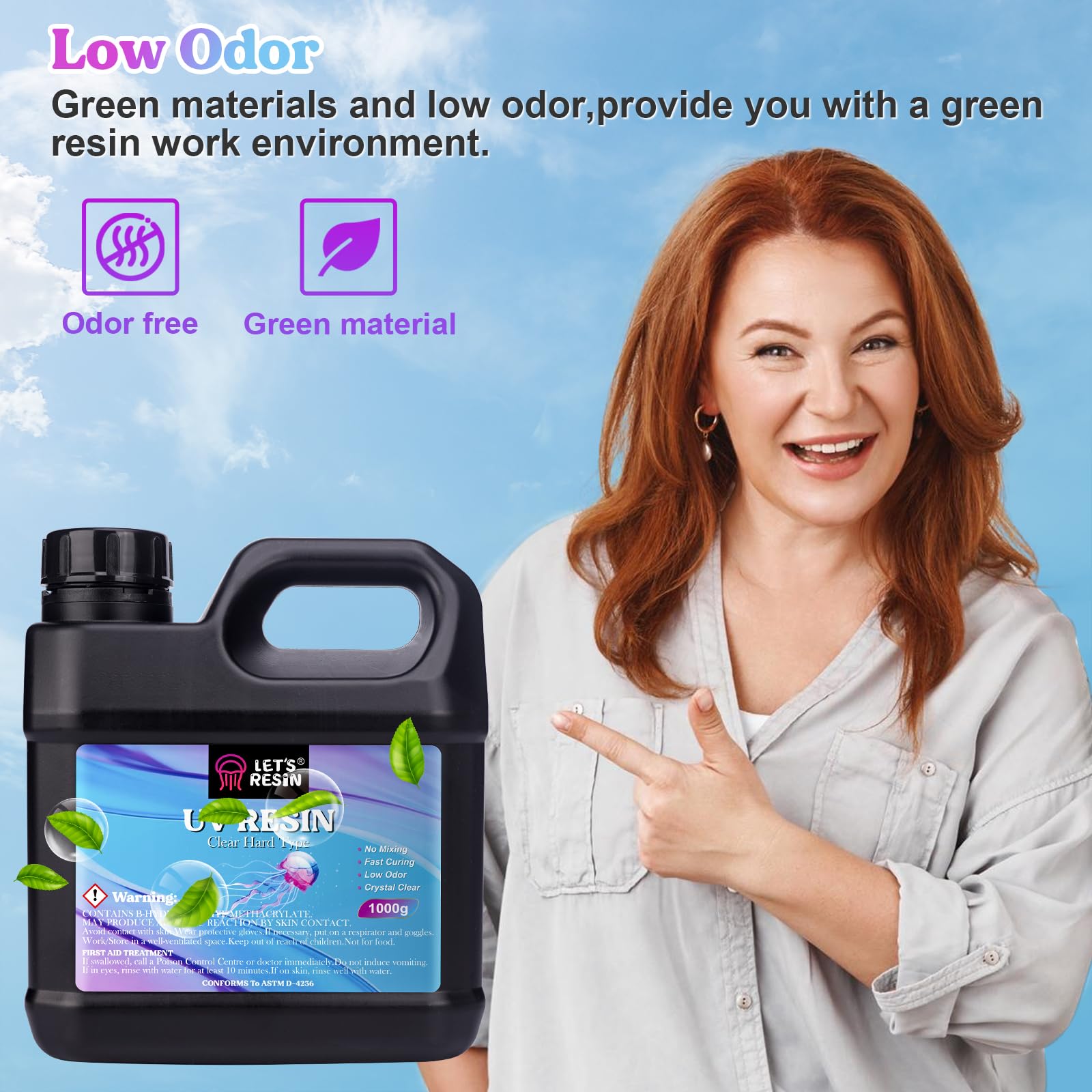 LET'S RESIN UV Resin, Upgraded 1,000g Crystal Clear UV Resin Hard, Low Odor Ultraviolet Epoxy Resin, UV Light Cure Solar Sunlight Activated Glue for Jewelry, Craft Decoration