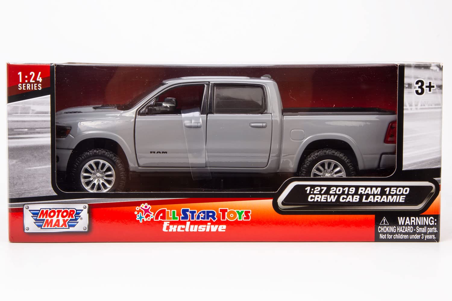 All Star Toys Exclusive 2019 Dodge RAM 1500 Laramie Crew Cab Pickup Truck Ceramic Gray 1:24 Series Diecast Model Car by Motormax 79357 Grey
