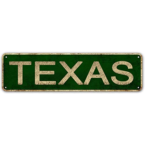 LINStore Texas Sign, America State Name Vintage Metal Tin Sign, Wall Decor for Office/Home/Classroom - Best Decor Gift Ideas for Women Men Friends 4x16 Inches