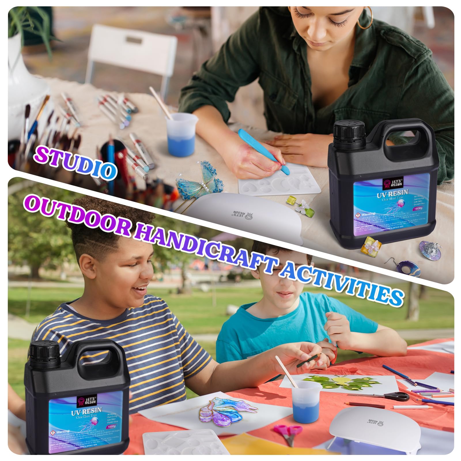 LET'S RESIN UV Resin, Upgraded 1,000g Crystal Clear UV Resin Hard, Low Odor Ultraviolet Epoxy Resin, UV Light Cure Solar Sunlight Activated Glue for Jewelry, Craft Decoration