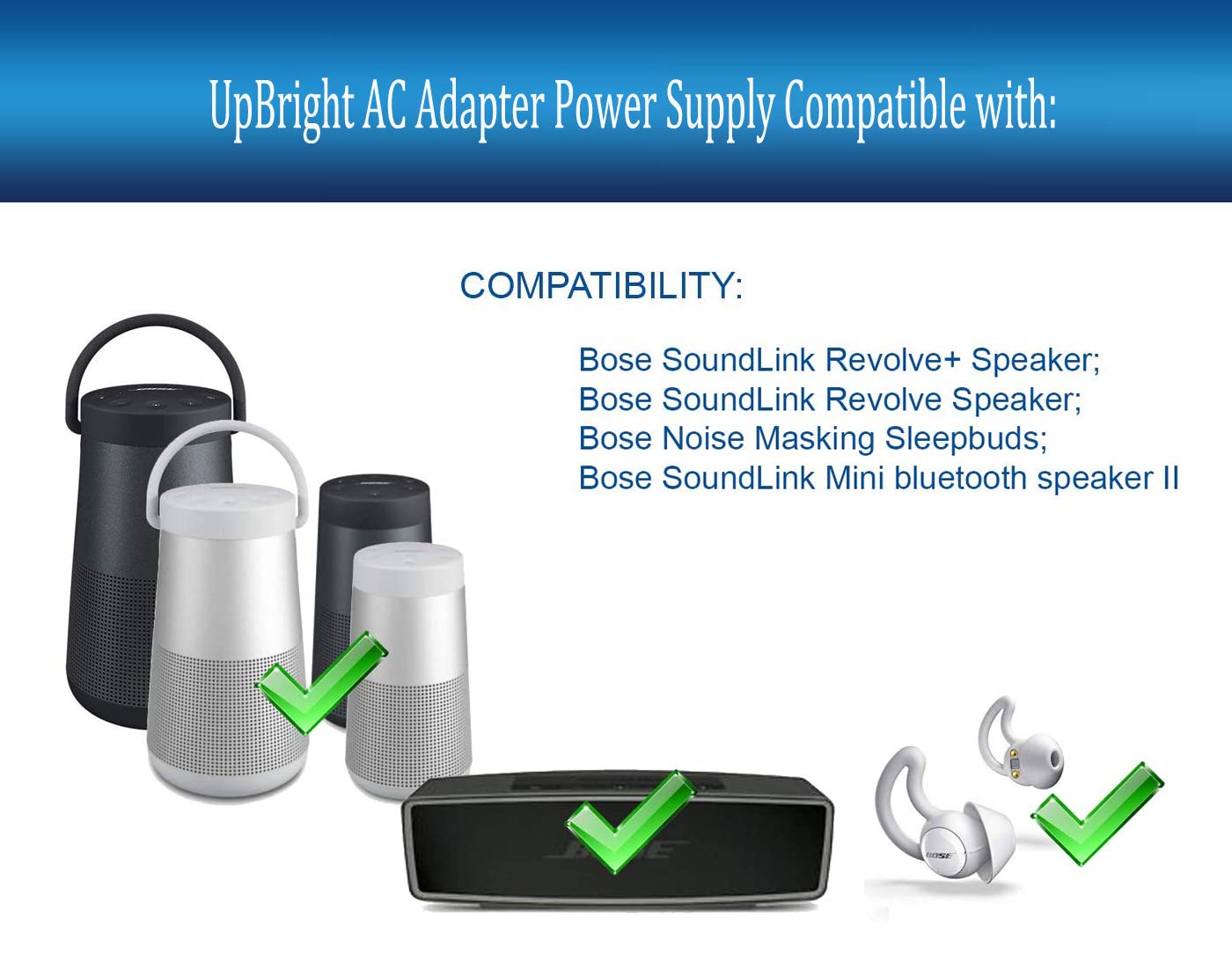 Bose SoundLink Mini II &SoundLink Revolve Bluetooth Speaker Charger,SoundLink Revolve+ Speaker and Noise Masking Sleepbuds & Wall Adapter Charger 776716-0010 with 3 Ft Power Cord Cable