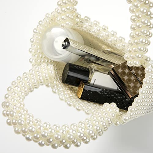 YUSHINY Women Colored Acrylic Beaded Top-Handle Clutch Vertical Evening HandBag for Wedding Party (OffWhite)