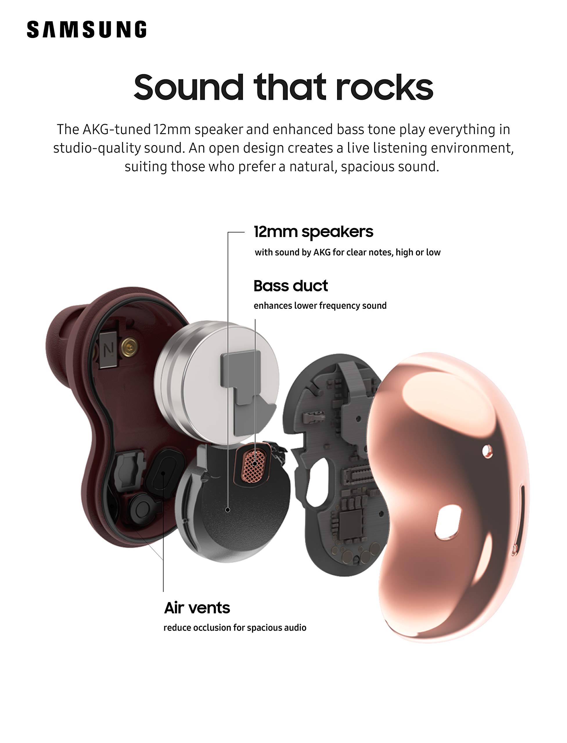 SAMSUNG Galaxy Buds Live True Wireless Bluetooth Earbuds w/ Active Noise Cancelling, Charging Case, AKG Tuned 12mm Speaker, Long Battery Life, US Version, Mystic White