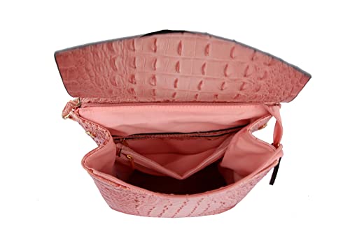 Fashion Convertible backpack Vegan Leather Travel Handbag Daily Shoulder Bag Multi Styles Colors (Red_Croco)