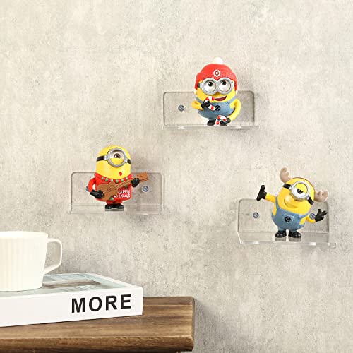 MyGift Wall Mounted Premium Clear Acrylic Floating Shelf, 4.5-Inch Collectibles and Figurine Display Rack, Set of 3
