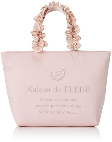 Maison de FLEUR(メゾン ド フルール) Cherry Blossom Motif Ruffled Hand Tote Petite Bag, Safety Pink