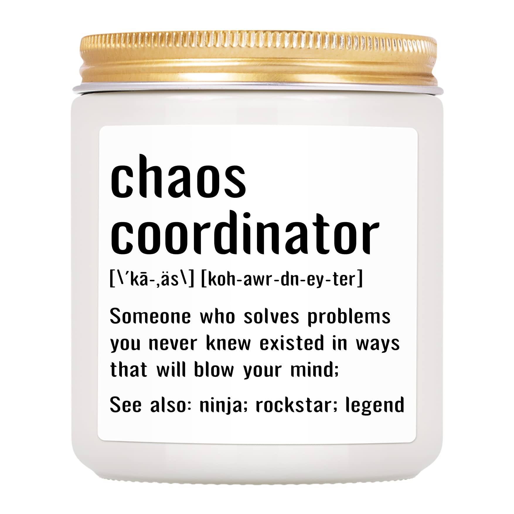 SINSUFUR Chaos Coordinator Gifts for Women Men, Appreciation Gifts for Coworker, Manager, Leader, Boss - Boss Lady Gifts for Women, 7oz Lavender Scented Candles