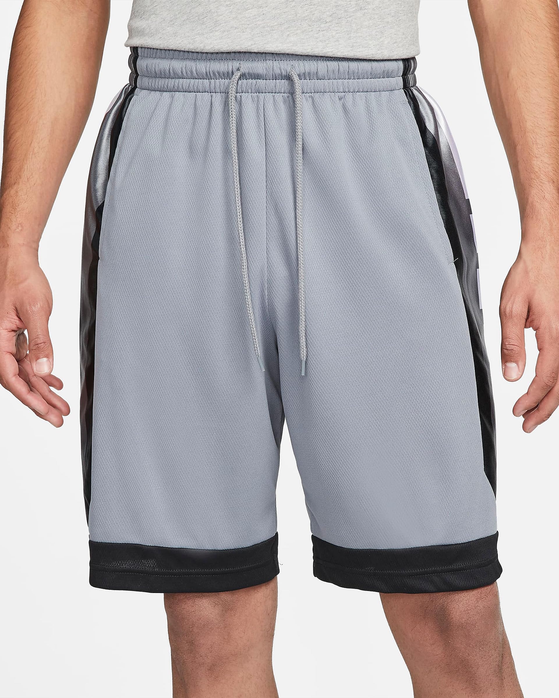 Nike Dri-FIT Elite Men's Basketball Shorts (Large, Cool Grey/Black/White/White)