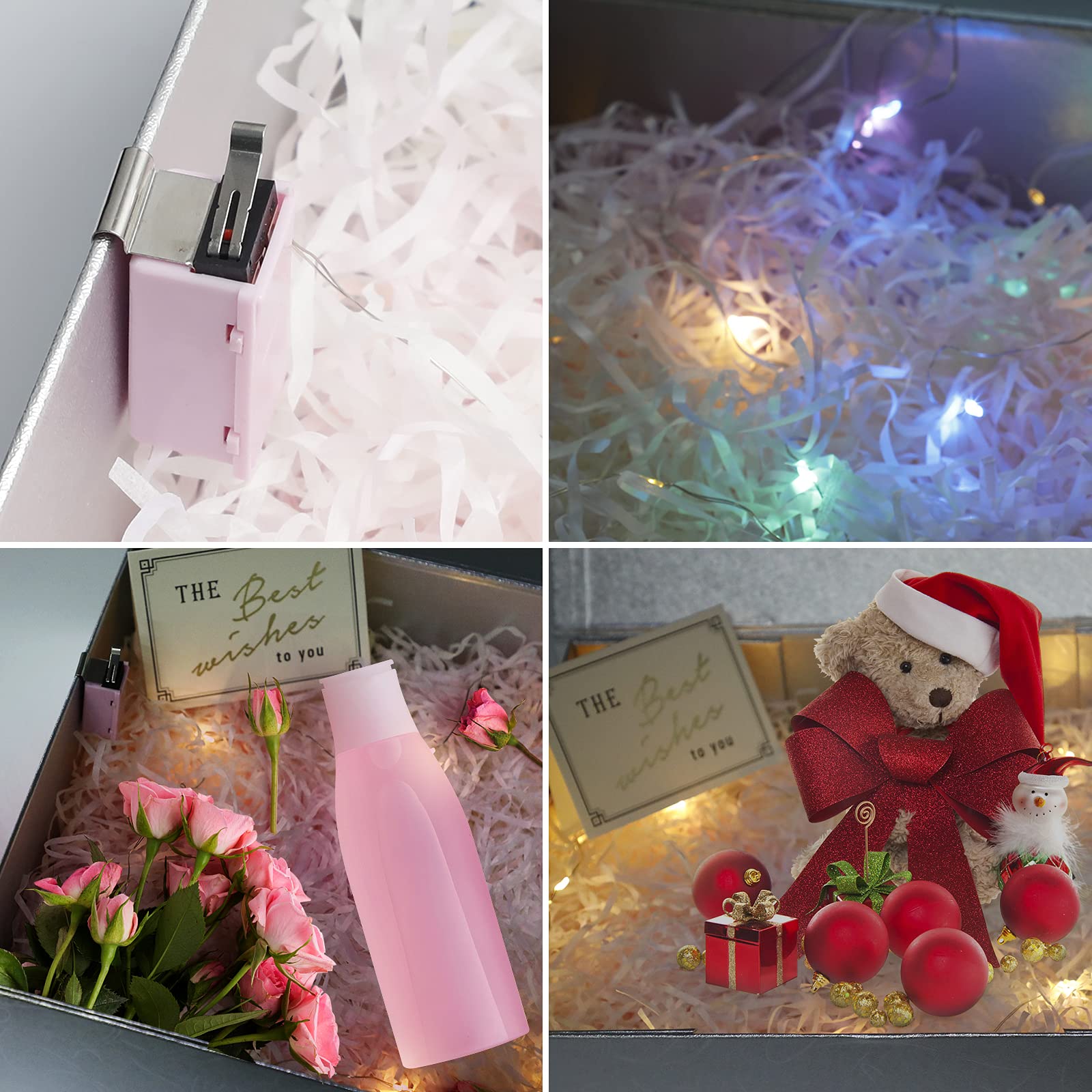 Large Gift Box with Lid, Collapsible Magnetic Closure Gift Box for Present, Birthday, Christmas; Bridesmaid Groomsman Luxury Gift Box Contains LED String Lights, Ribbon, Shredded Paper Filler, Card