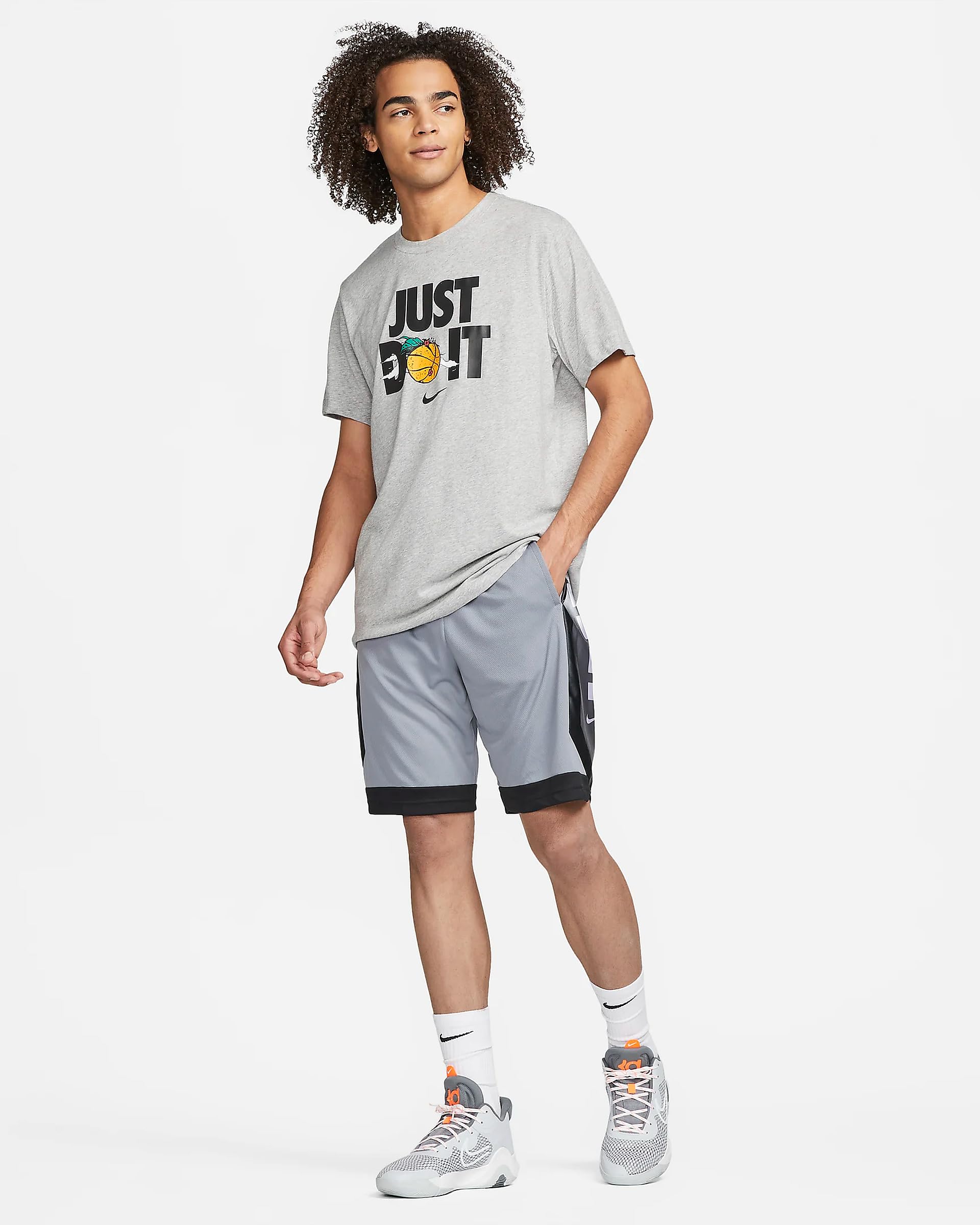 Nike Dri-FIT Elite Men's Basketball Shorts (Large, Cool Grey/Black/White/White)