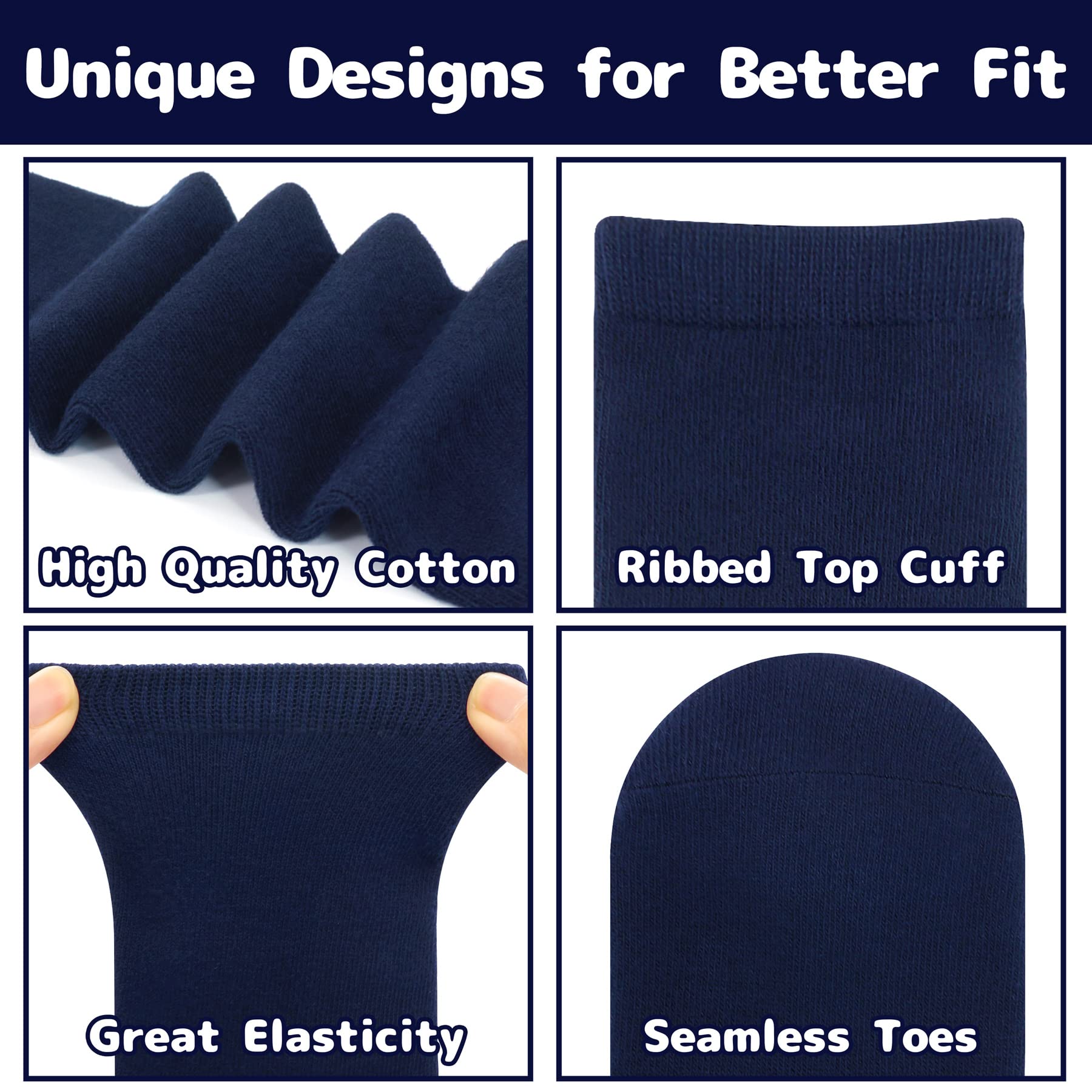 Kids' Long Knee High Socks - School Socks for Boys & Girls, Ages 6-8