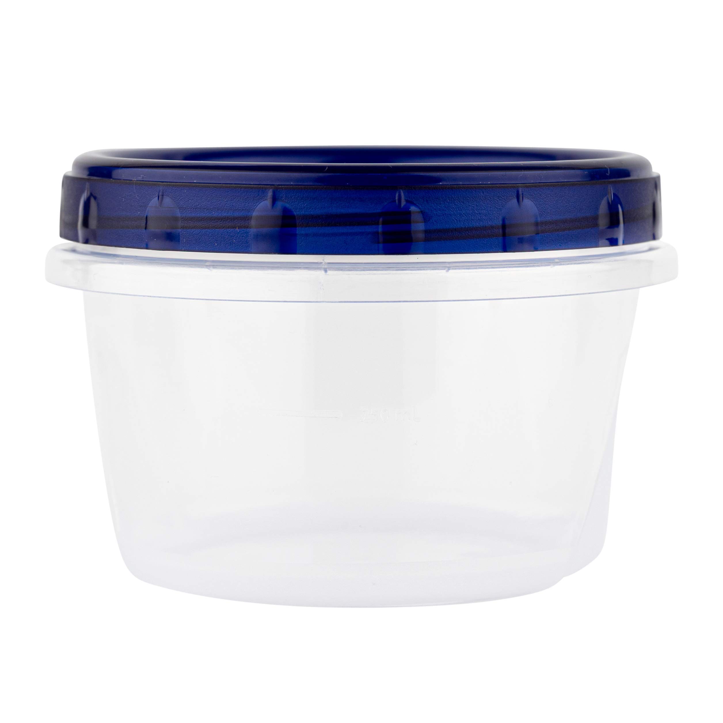 PLASTICPRO Twist Top Deli Containers Clear bottom With blue Top Twist on Lids Reusable, Stackable, Food Storage Freezer Container (6, 4 OUNCE)