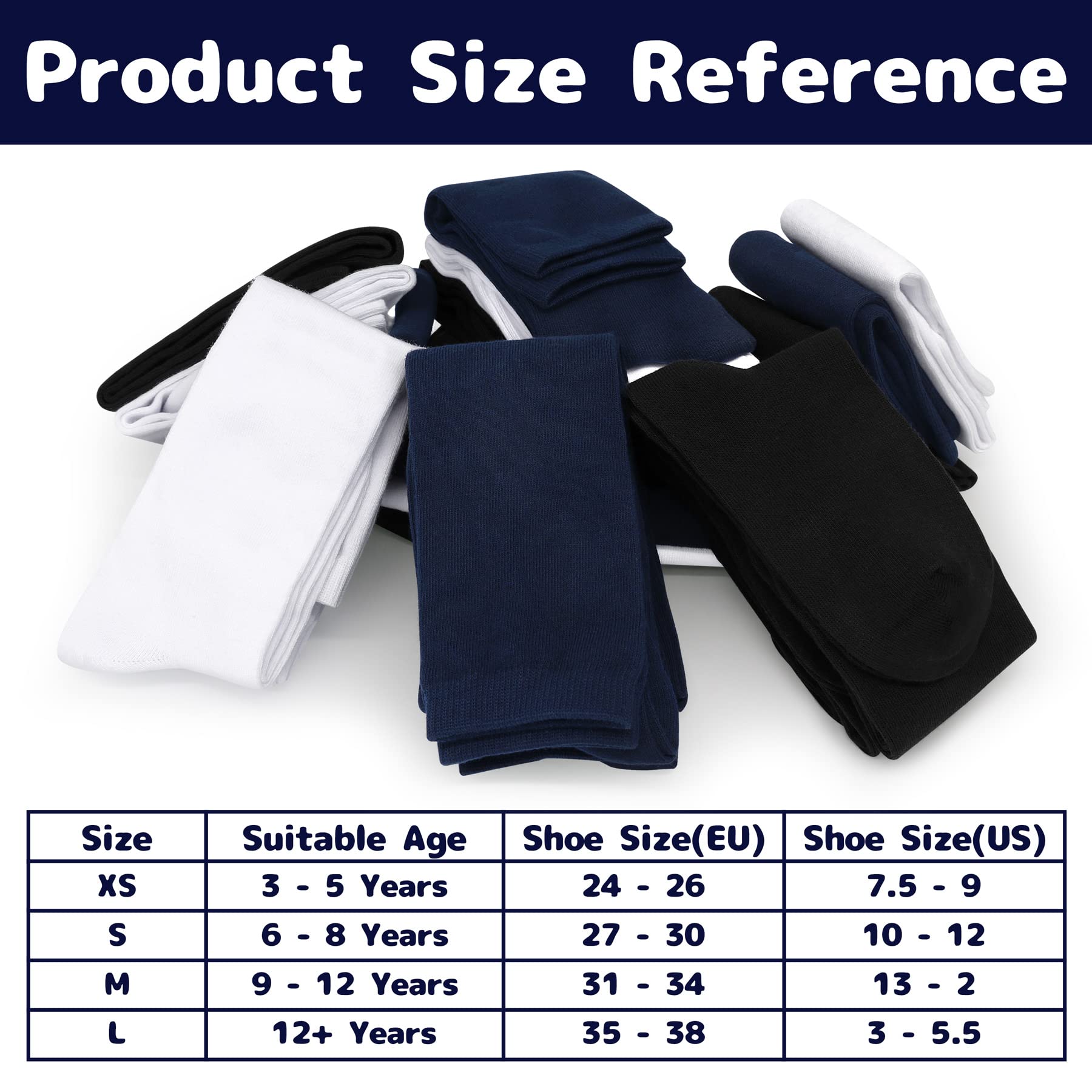 Kids' Long Knee High Socks - School Socks for Boys & Girls, Ages 6-8