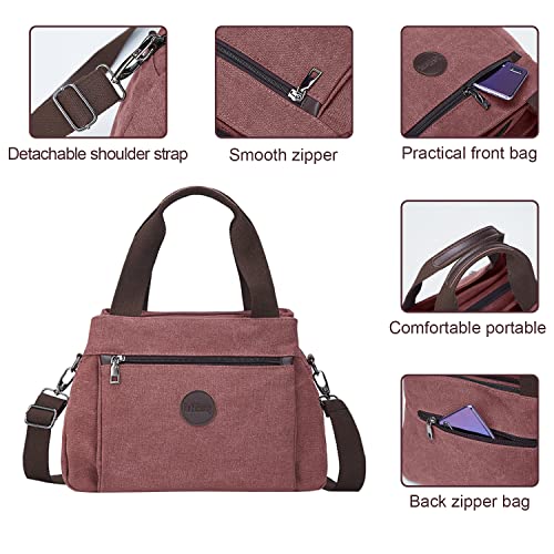 Emprier Women's Vintage Canvas Hobo Handbags Work Shoulder Crossbody Bag Tote Purses Multi-pocket Handbags