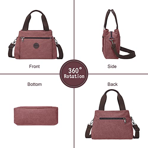 Emprier Women's Vintage Canvas Hobo Handbags Work Shoulder Crossbody Bag Tote Purses Multi-pocket Handbags