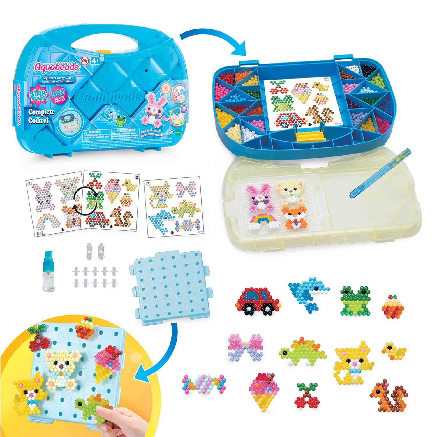 Aquabeads Beginners Carry Case, Complete Arts & Crafts Bead Kit for Children - Over 900 Beads