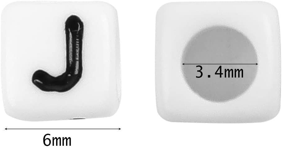 Quefe 1440pcs Acrylic Letter Beads White Cube Alphabet Beads Sorted Alphabet Beads for Jewelry Making, Bracelets, Necklaces, Key Chains (6 x 6mm)