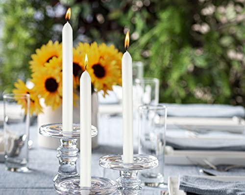 BOLSIUS 10 Count Household White Dinner Candles - 9 Inches - Premium European Quality - Approx. 8 Hours Burn Time - Unscented Dripless and Smokeless, Restaurant, Wedding, Spa, and Party Candlesticks