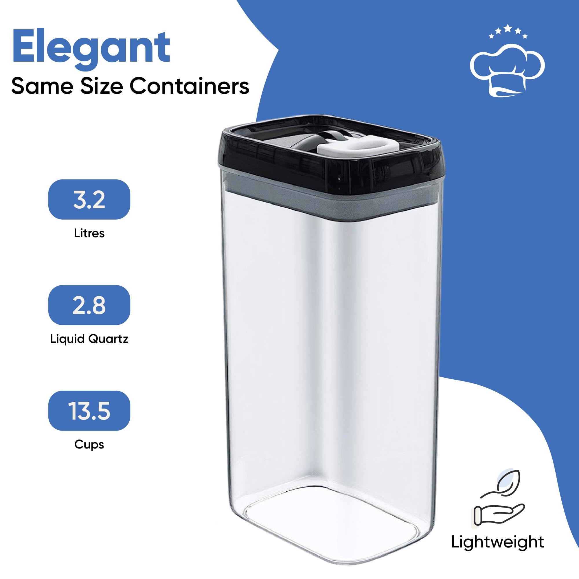 Airtight Extra Large Food Storage Containers - Set of 4, All Same Size - Kitchen & Pantry Organization - Cereal, Spaghetti, Noodles, Pasta, Flour and Sugar Containers - Plastic Canisters with Lids