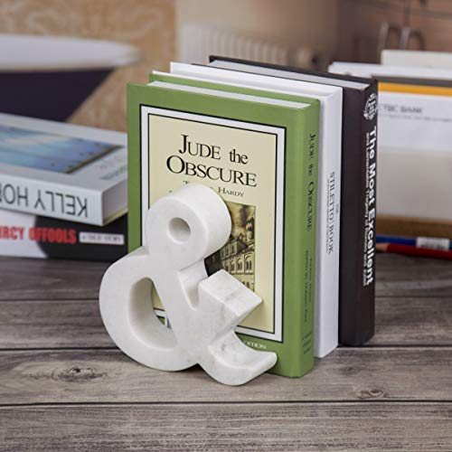 Creative Home 74864 Natural Marble Stone Letter Ampersand, Bookends, Paper Weight, 5.5" W x 5-7/8" H, 1-1/2" D, Off-White (patterns may very)